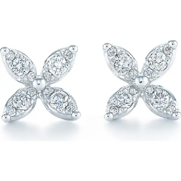Kwiat Sunburst Diamond Stud Earrings - White Gold