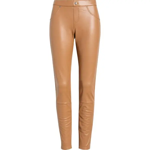 Hue Faux Leather Leggings - Caramel