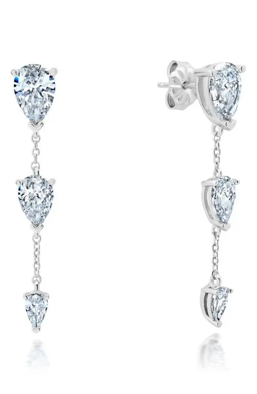 CRISLU Oppulent Drops Linear Earrings - Platinum
