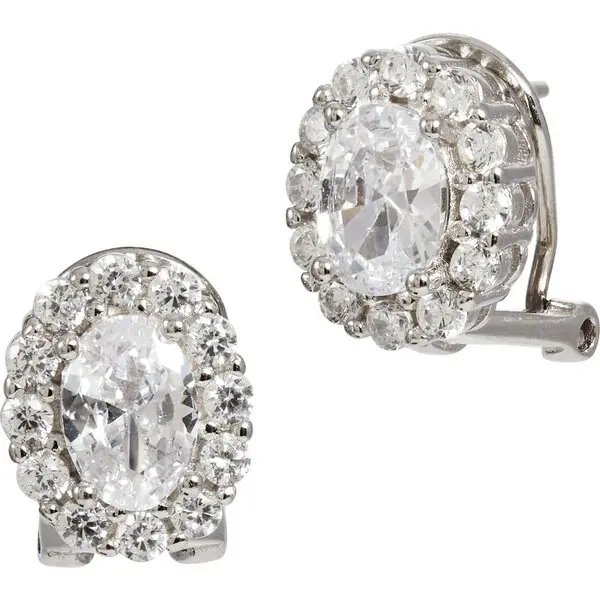 SAVVY CIE JEWELS Sterling Silver Cubic Zirconia Halo Earrings - White