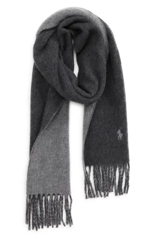 Polo Ralph Lauren Classic Reversible Wool Blend Scarf - Dark Heather/ Gray Heather