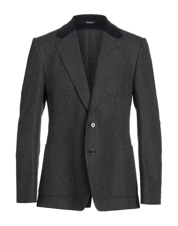 Dolce & Gabbana Single-breasted Striped Flannel Blazer With Velvet Trims