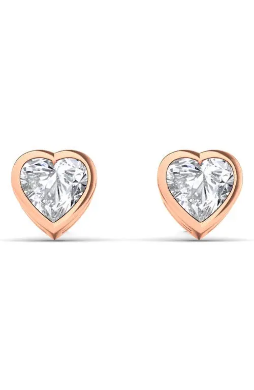HAUTECARAT Lab-created Diamond Heart Stud Earrings - 18k Rose Gold