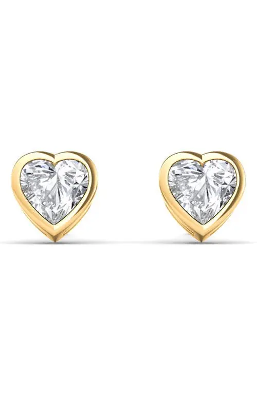 HAUTECARAT Lab-created Diamond Heart Stud Earrings - 18k Yellow Gold