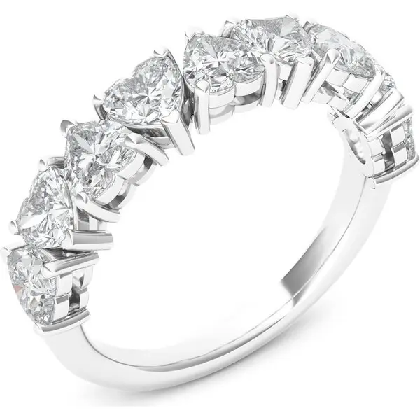 HAUTECARAT Alternating Hearts Lab Created Diamond Eternity Ring - White Gold