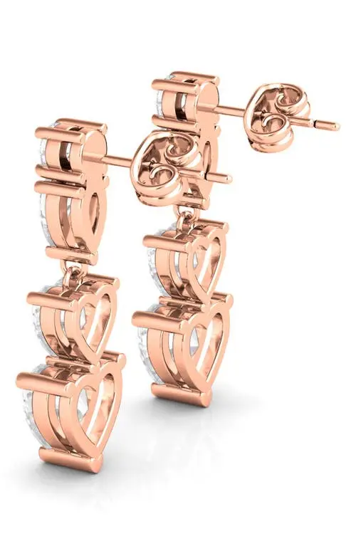 HAUTECARAT Lab Created Diamond Heart Drop Earrings - 18k Rose Gold