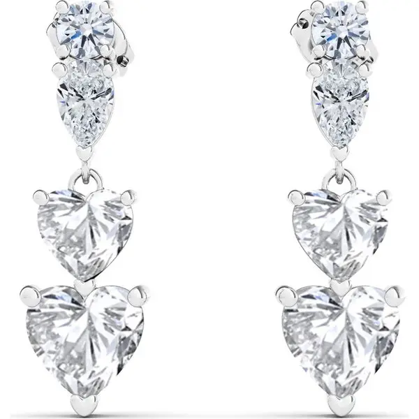 HAUTECARAT Lab Created Diamond Heart Drop Earrings - 18k White Gold