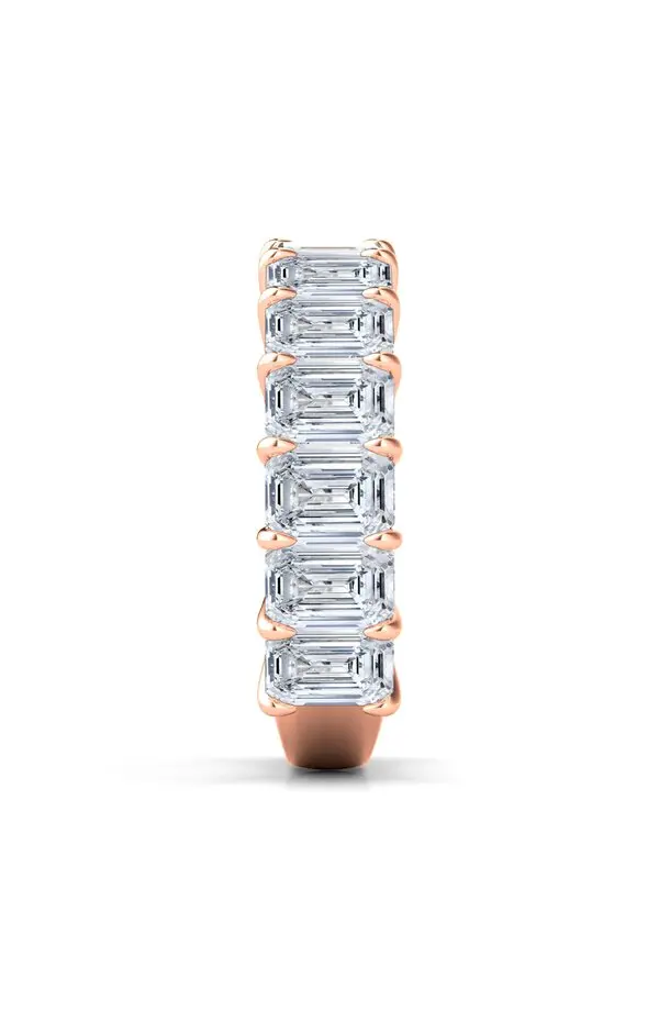 HAUTECARAT Emerald Cut Lab Created Diamond Eternity Ring - 18k Rose Gold