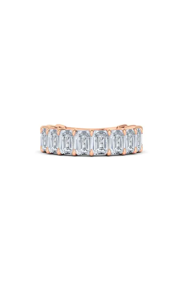 HAUTECARAT Emerald Cut Lab Created Diamond Eternity Ring - 18k Rose Gold