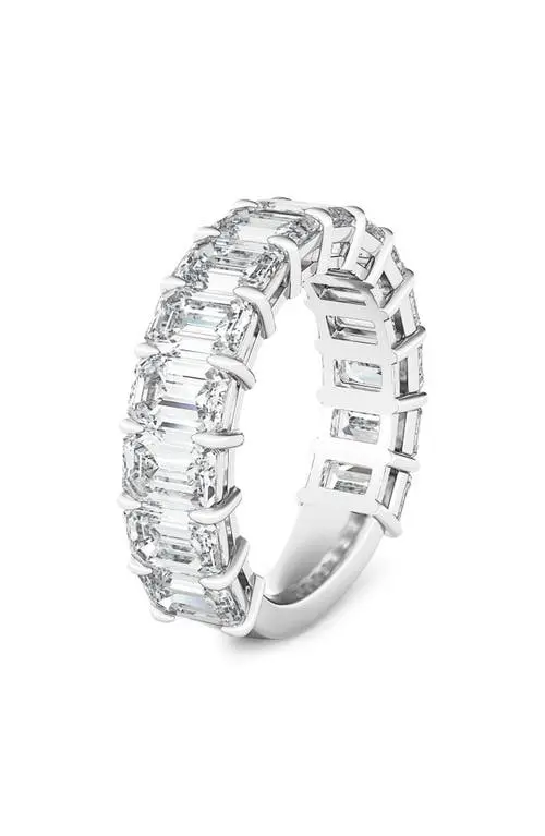HAUTECARAT Emerald Cut Lab Created Diamond Eternity Ring - White Gold
