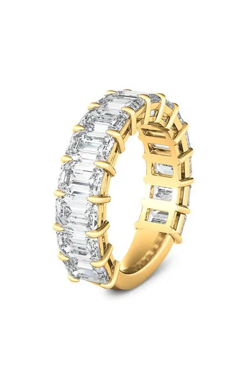 HAUTECARAT Emerald Cut Lab Created Diamond Eternity Ring - Yellow Gold