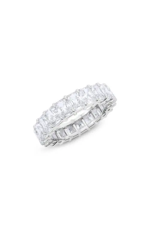 HAUTECARAT Radiant Cut Lab Created Diamond Eternity Ring - 18k White Gold