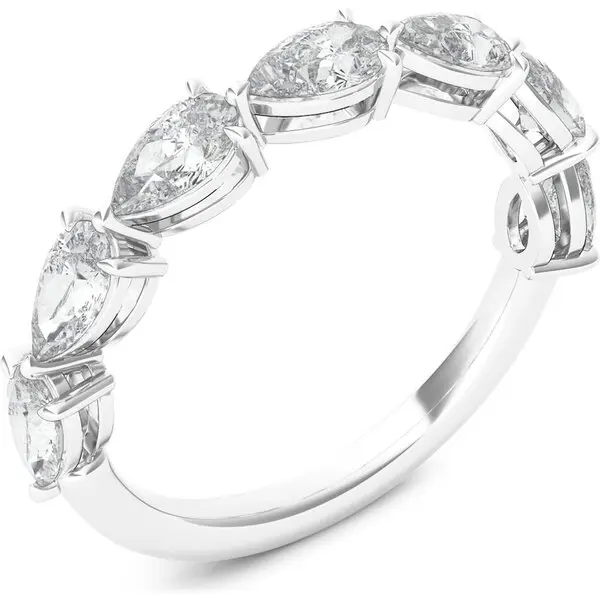 HAUTECARAT Pear Cut Lab Created Diamond Half Eternity Ring - White Gold