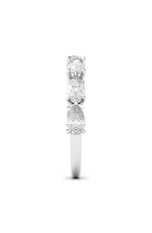 HAUTECARAT Pear Cut Lab Created Diamond Half Eternity Ring - White Gold