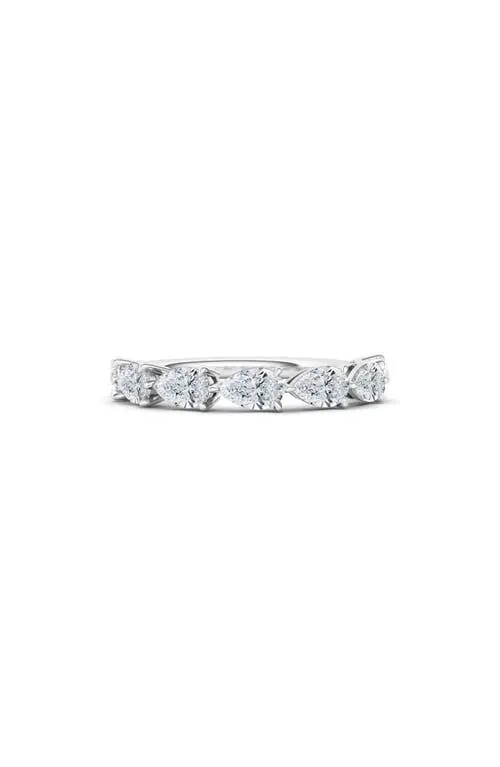 HAUTECARAT Pear Cut Lab Created Diamond Half Eternity Ring - White Gold