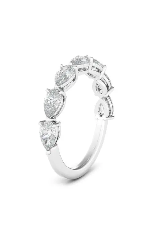 HAUTECARAT Pear Cut Lab Created Diamond Half Eternity Ring - White Gold
