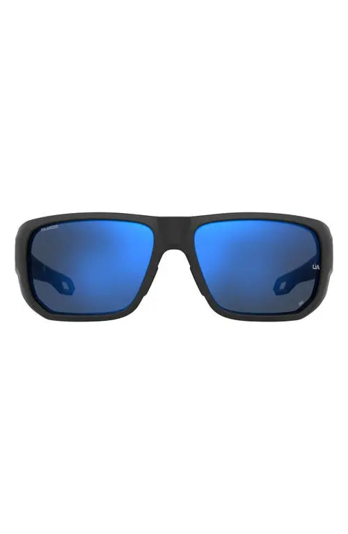 Under Armour 63mm Wrap Sunglasses - Black/ Grey Blue Silver Polar