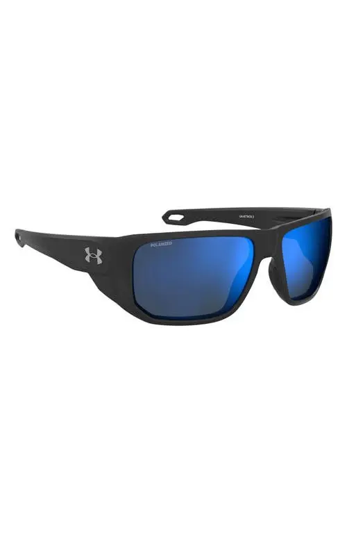 Under Armour 63mm Wrap Sunglasses - Black/ Grey Blue Silver Polar