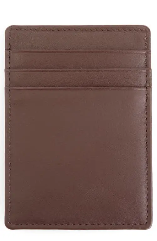 ROYCE NEW YORK Personalized Magnetic Money Clip Card Case - Brown- Silver Foil