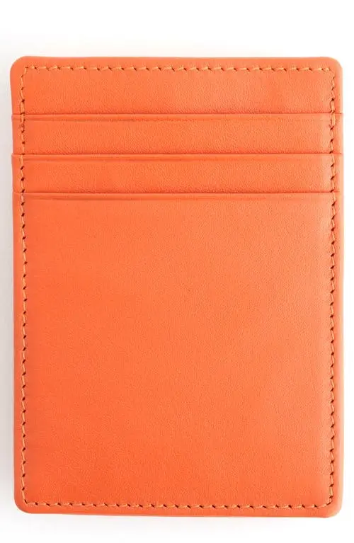 ROYCE NEW YORK Personalized Magnetic Money Clip Card Case - Burnt Orange- Silver Foil