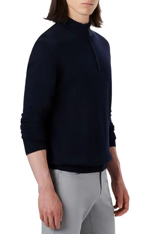 Bugatchi Merino Wool Quarter-zip Pullover - Midnight