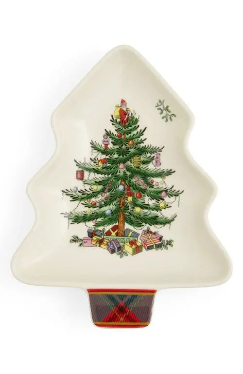 SPODE Christmas Tree Tartan Spoon Rest - Green