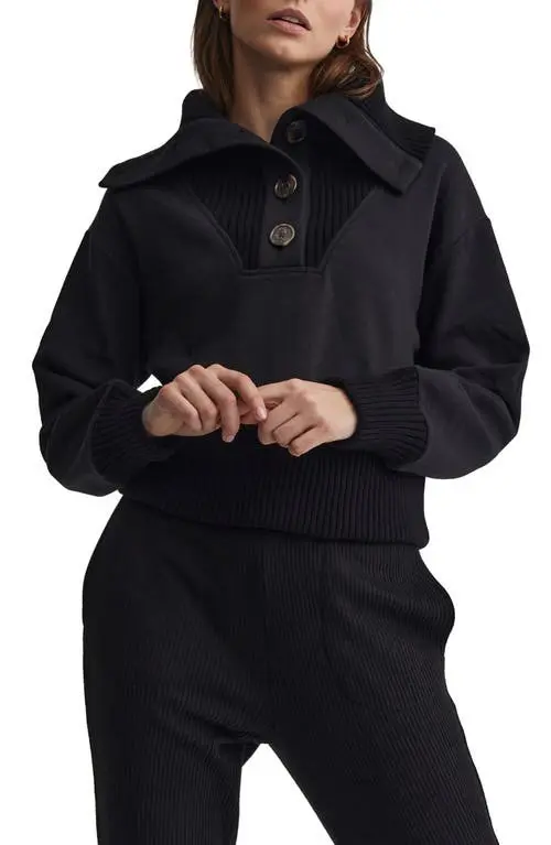Varley Milan Half Placket Fatigue Sweatshirt - Black