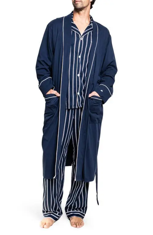 PETITE PLUME Pima Cotton Robe - Navy