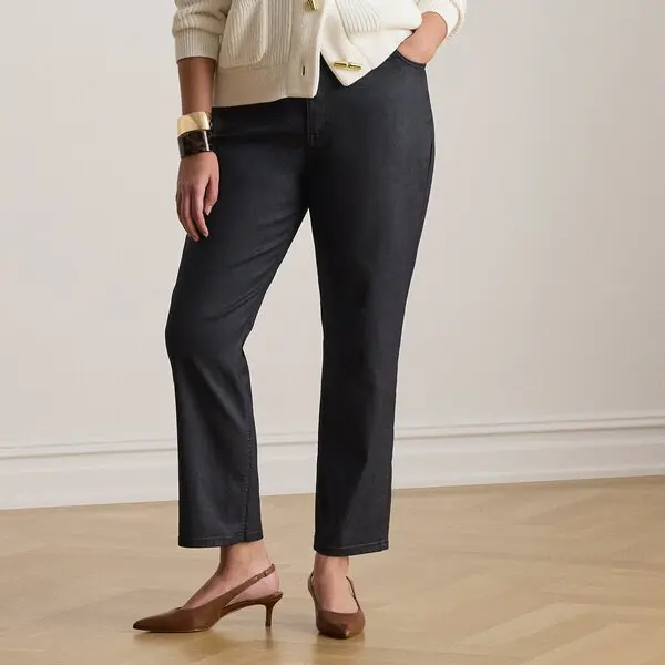 Ralph Lauren Coated High-rise Straight Ankle Jean - Navy Coated
