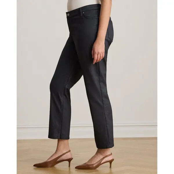 Ralph Lauren Coated High-rise Straight Ankle Jean - Navy Coated