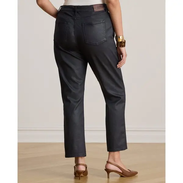 Ralph Lauren Coated High-rise Straight Ankle Jean - Navy Coated