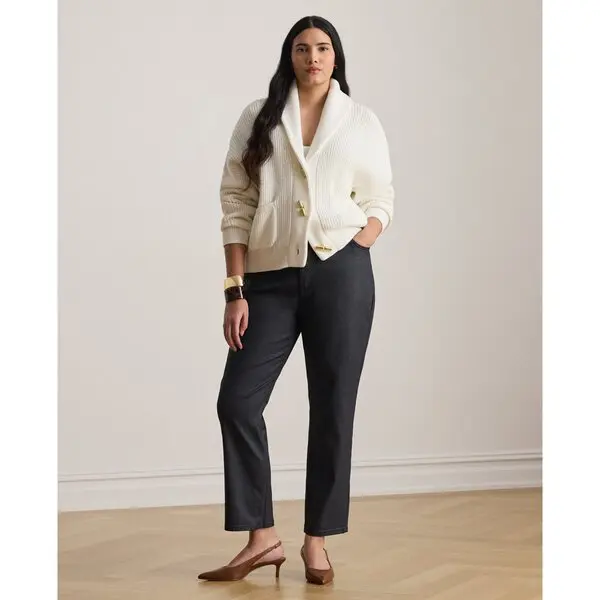 Ralph Lauren Coated High-rise Straight Ankle Jean - Navy Coated