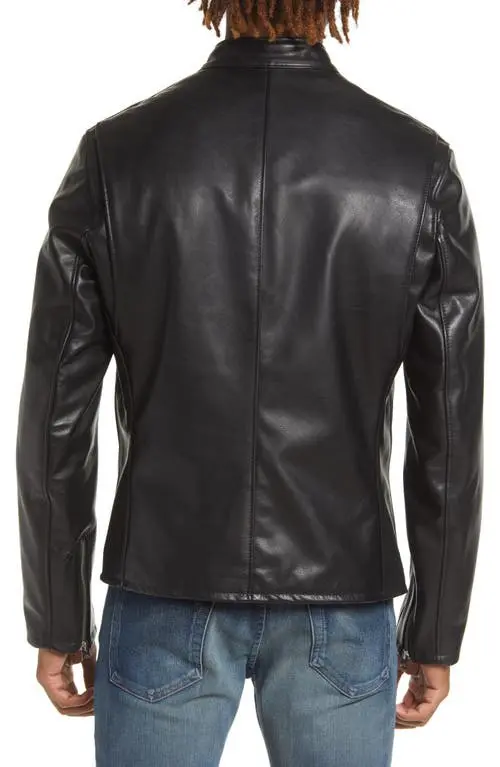 SCHOTT Café Racer Slim Fit Cowhide Leather Jacket - Black