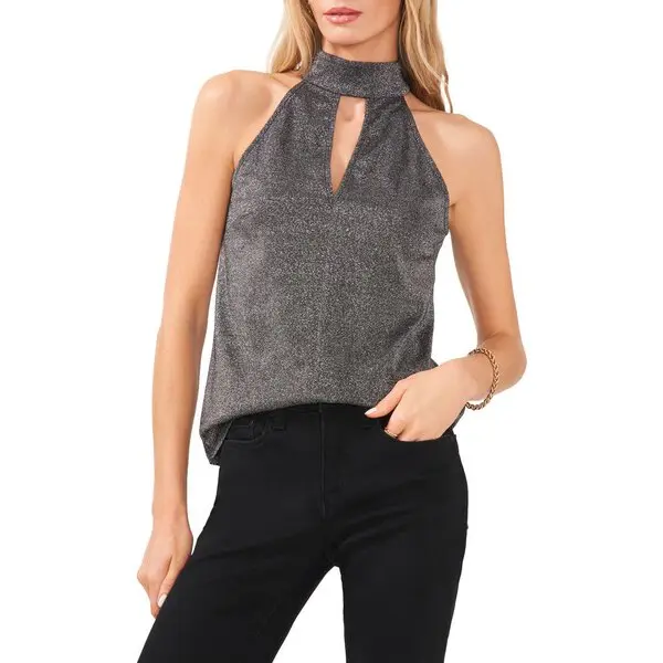 1.State Metallic Halter Neck Knit Top