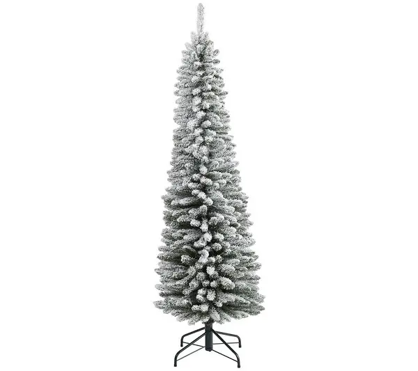 NEARLY NATURAL 6' Flocked Pencil Christmas Tree Nearly Natu Ral - One-color