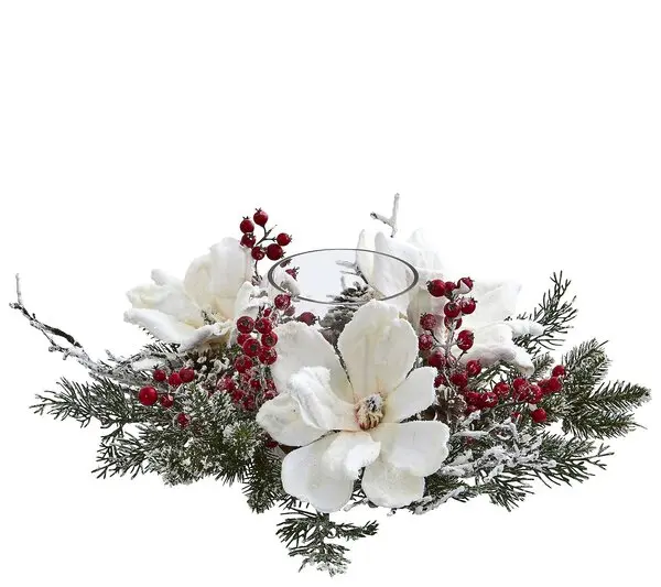 NEARLY NATURAL Magnolia & Berry Artificial Candelabrum Near Ly Natural - One-color
