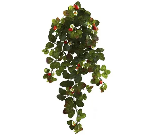 NEARLY NATURAL Strawberry Hanging Bush Set Of 2 Nearly Natu Ral - One-color