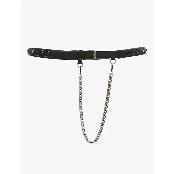 Alexander McQueen Chain-embellished Leather Belt