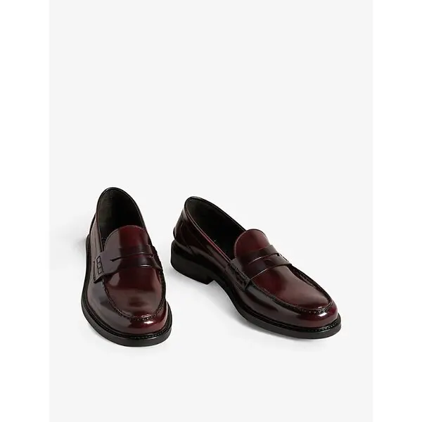 Ted Baker London Brynner Round-Toe Polished Leather Loafers  display picture 2