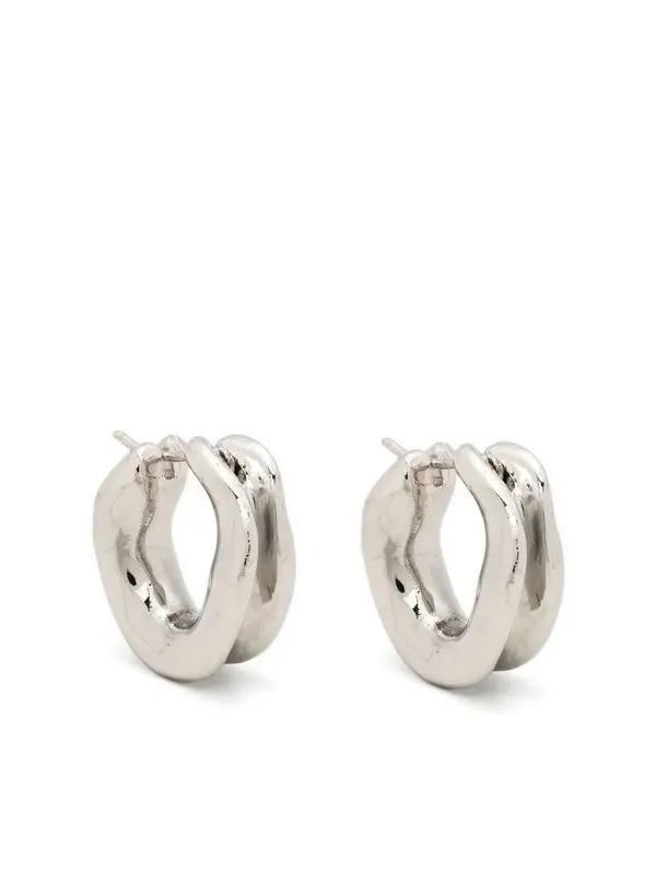VANN JEWELRY Asymmetric Hoop Earrings - Silver