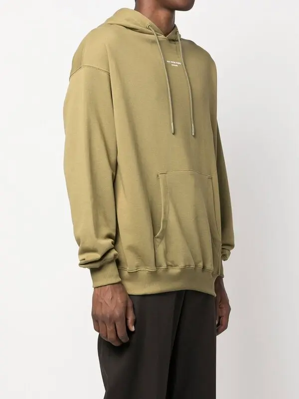 Drole De Monsieur Slogan-print Hoodie - Green