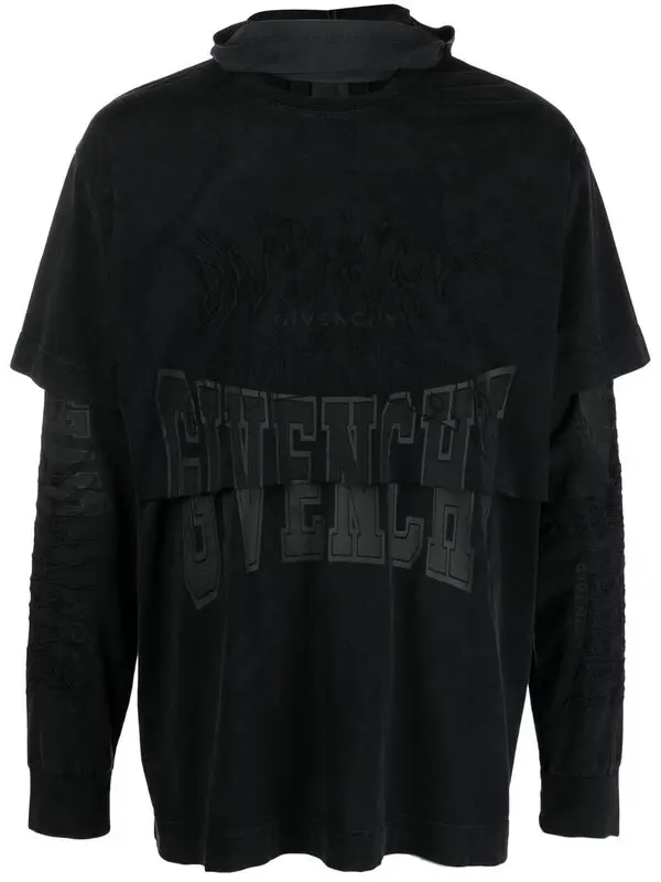 Givenchy Logo-embroidered Long-sleeve T-shirt - Black