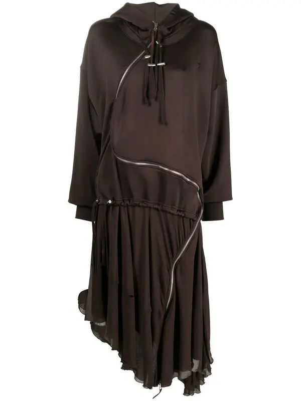 DIESEL® D-abanazip Chiffon-panelled Hooded Sweater Dress