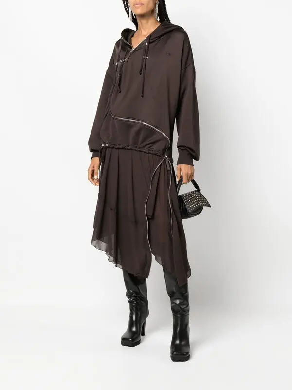 DIESEL® D-abanazip Chiffon-panelled Hooded Sweater Dress