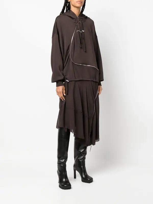 DIESEL® D-abanazip Chiffon-panelled Hooded Sweater Dress
