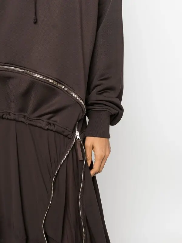 DIESEL® D-abanazip Chiffon-panelled Hooded Sweater Dress