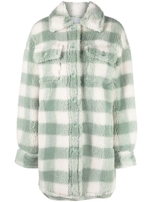 STAND STUDIO Checked Faux Shearling Coat