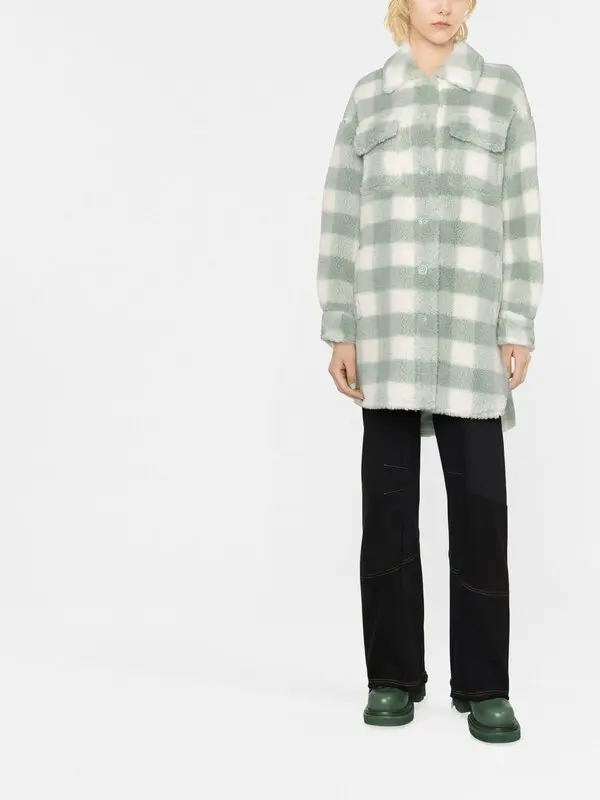STAND STUDIO Checked Faux Shearling Coat