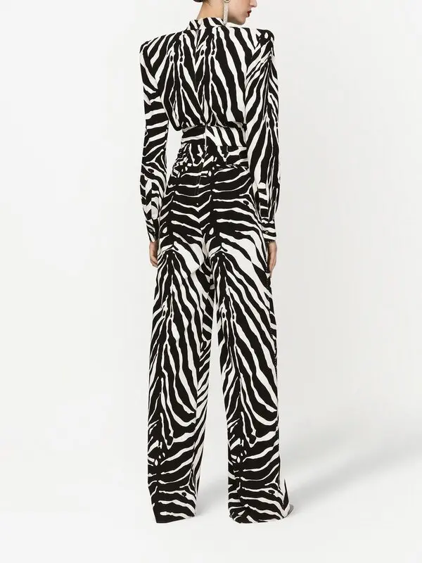 Dolce & Gabbana Zebra-print Stretch-silk Jumpsuit