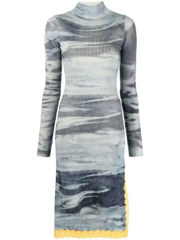 DIESEL® Tie-dye Ribbed Knit Midi Dress